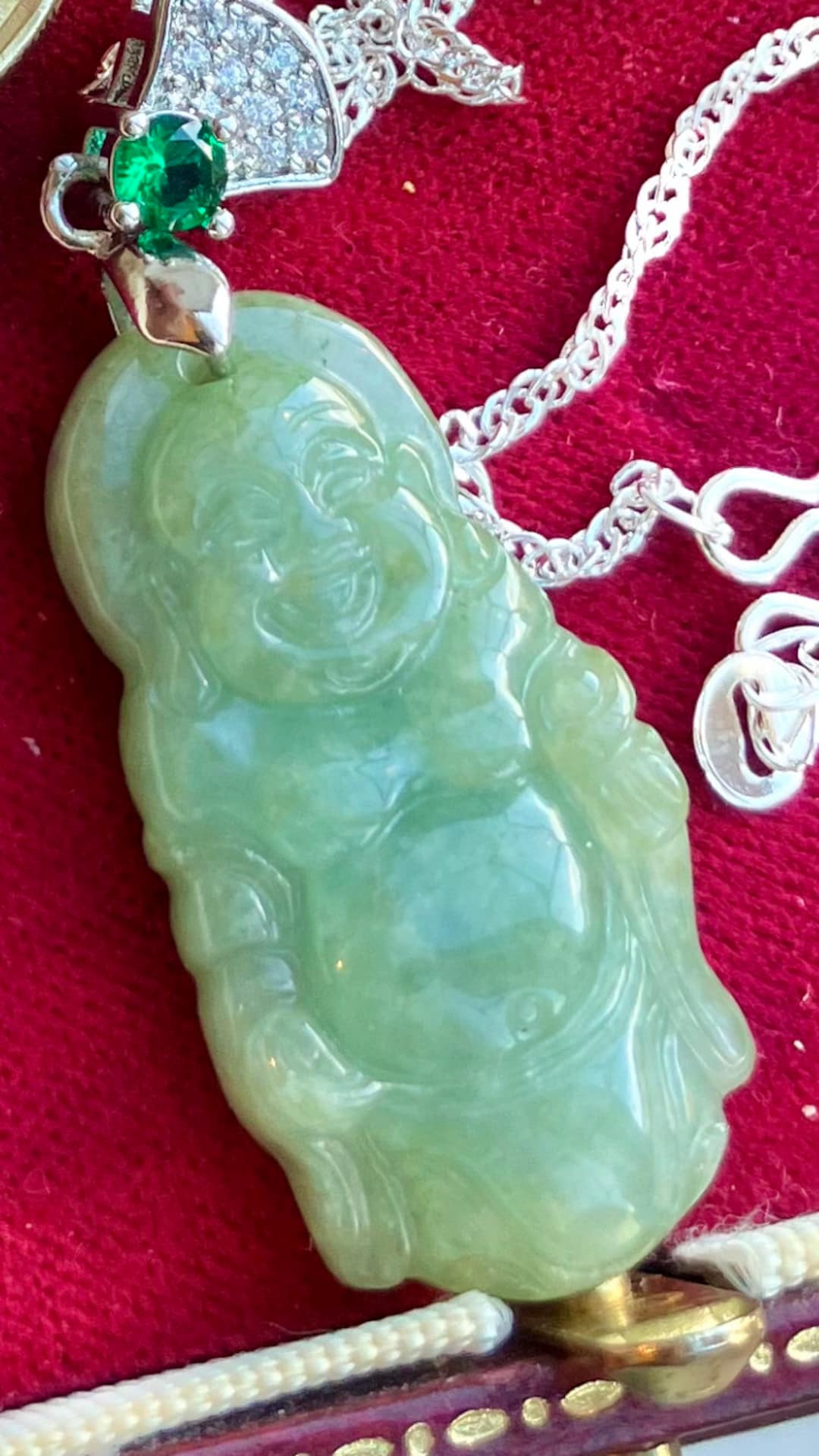 Happy Buddha Genuine Jade ,myanmar Jade Light Apple Green Jadeite ...