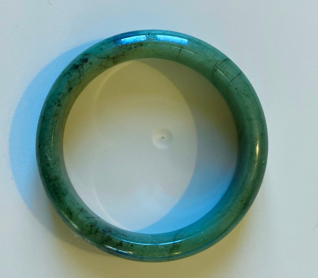 58mm Burma Jadeite Bangle Green Natural Type A /imperial /flower ...
