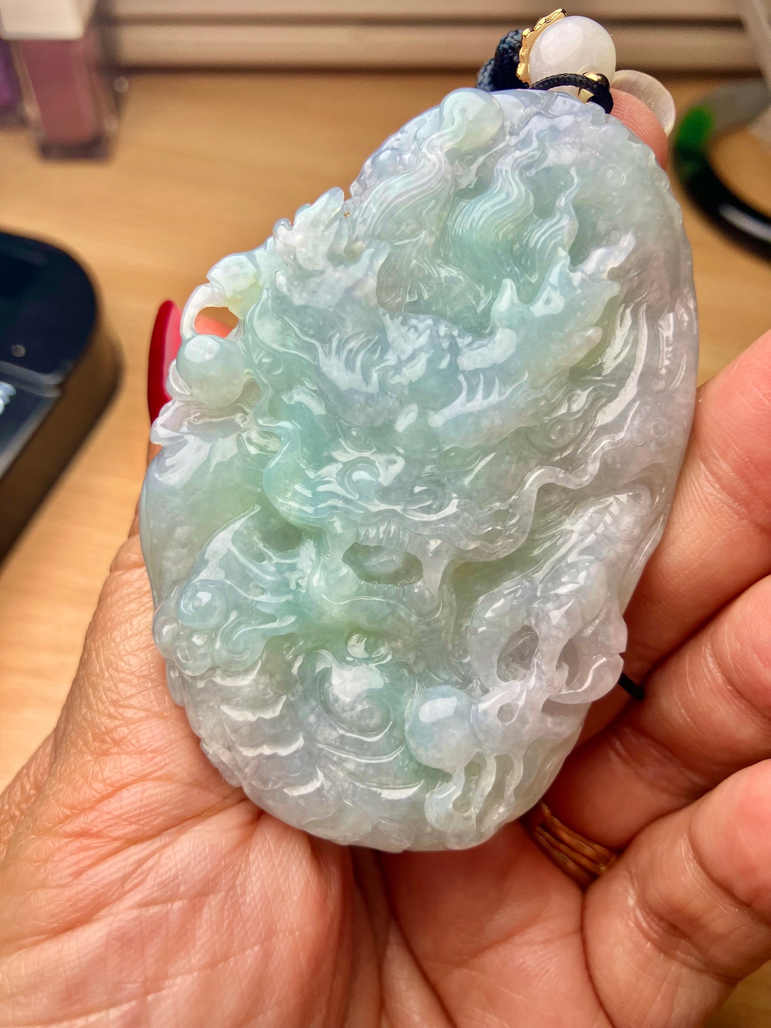 Certified Hand Carved Light Glassy Green Imperial Jade Burma Natural ...
