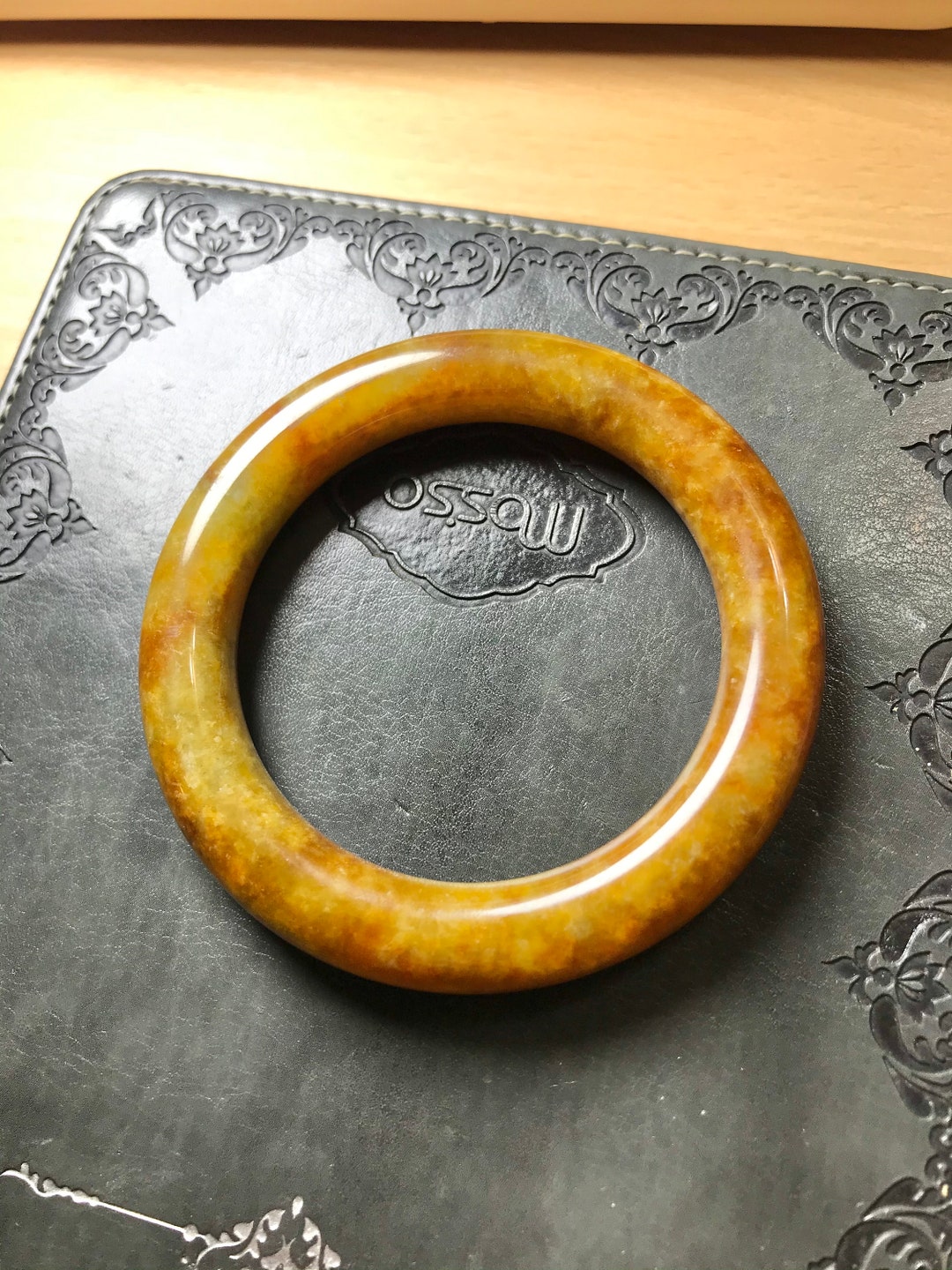 55.6-57mm Full Round Burma Jadeite Bangle Natural Grade A Oily Golden ...