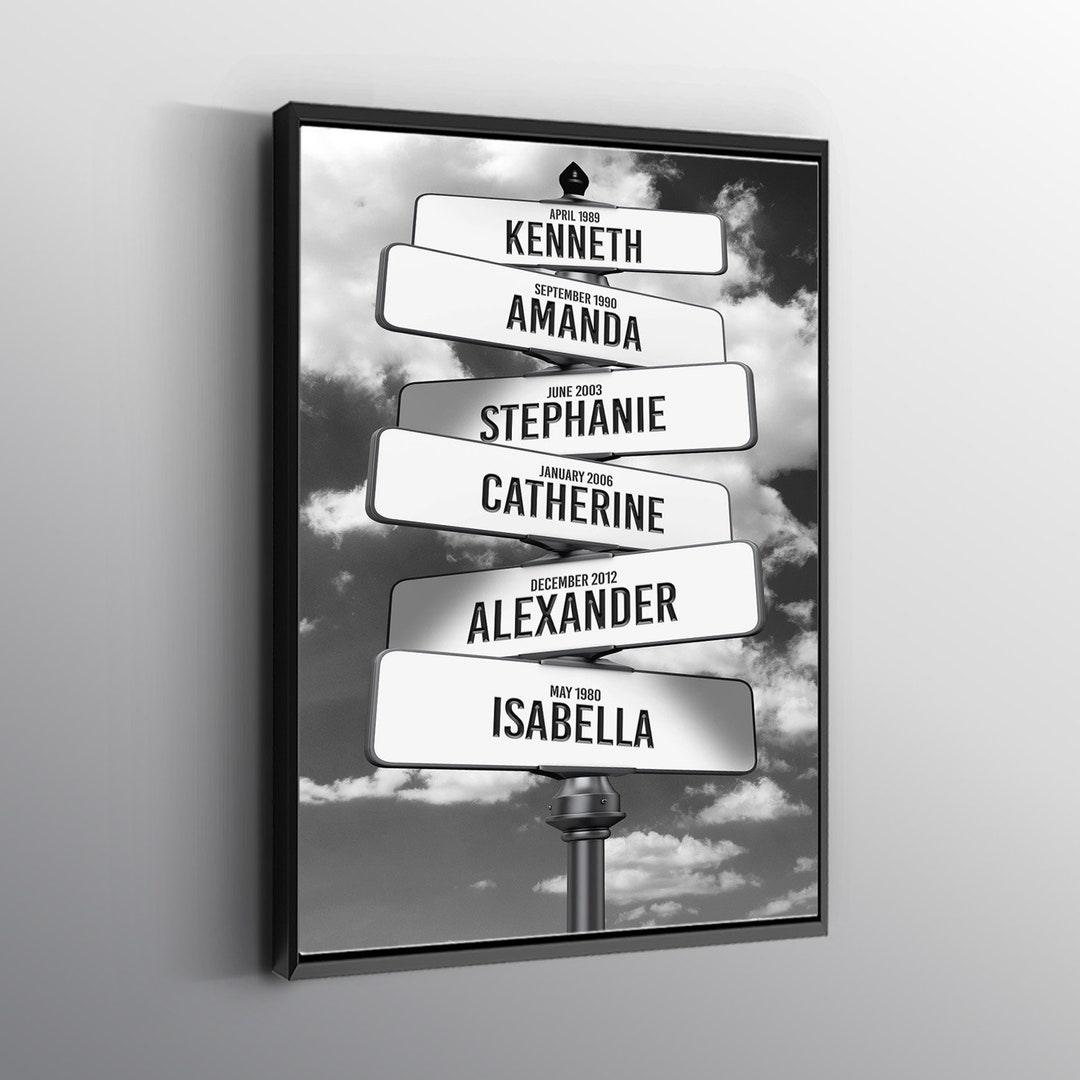Custom Street Sign Multi-names Personalized Print Wall Art Canvas ...