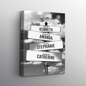Custom Street Sign Multi-names Personalized Print Wall Art Canvas ...