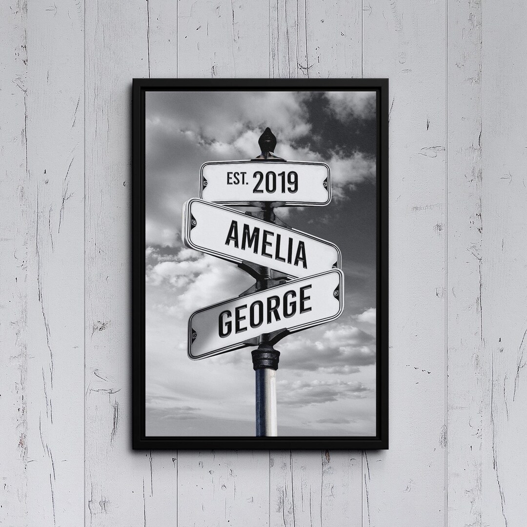Cloud Street Sign Multi-names Personalized Print Wall Art Canvas ...
