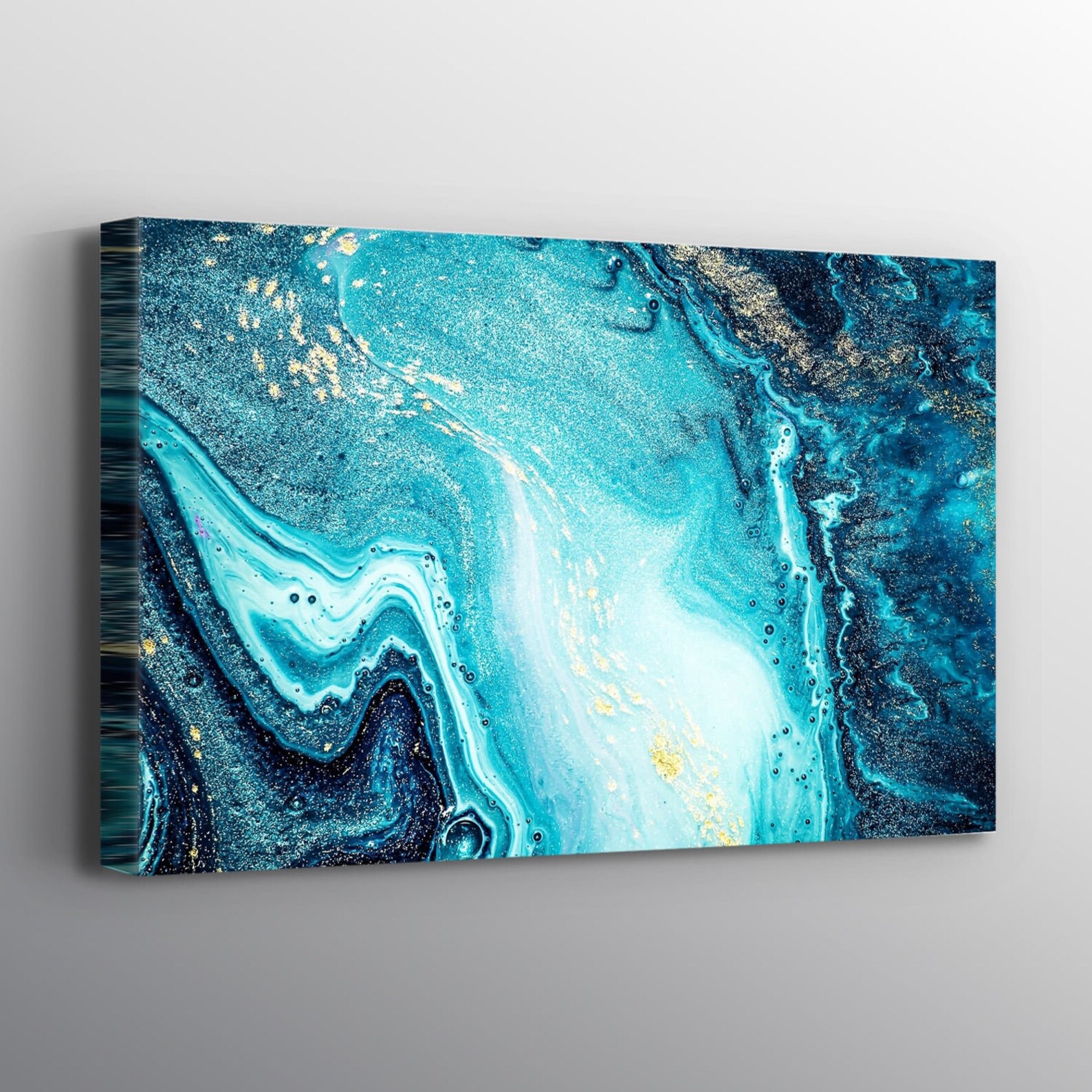 Turquoise Blue Marble Abstract Print Wall Art Canvas. Printed - Etsy