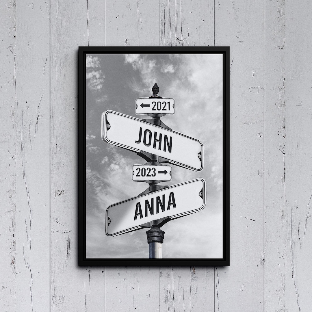 Double Date Double Name Street Sign Multi-names Personalized Print Wall ...
