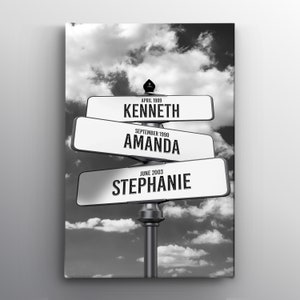 Custom Street Sign Multi-names Personalized Print Wall Art Canvas ...