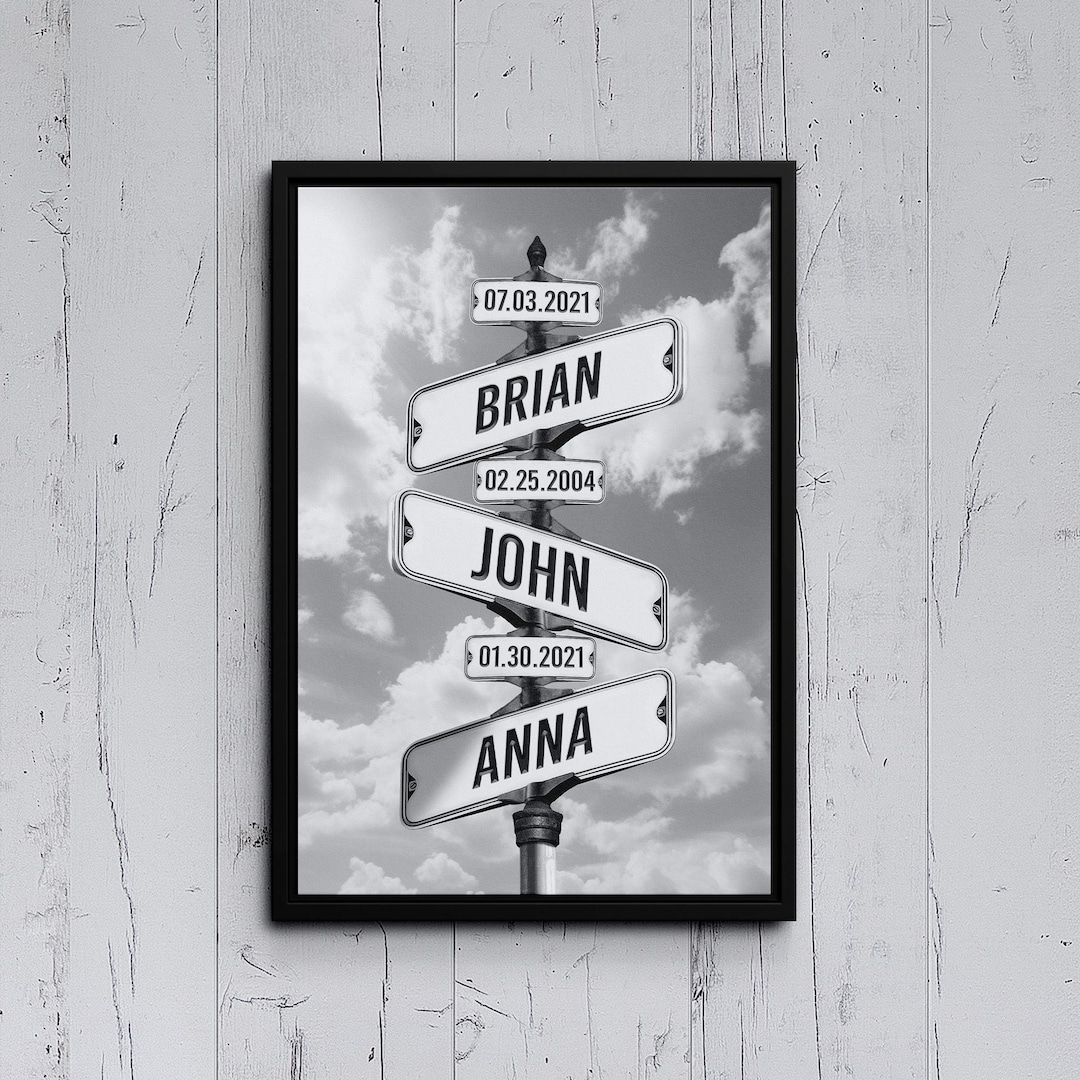 Personalized Name Vintage Street Sign Canvas, Custom Name Date ...