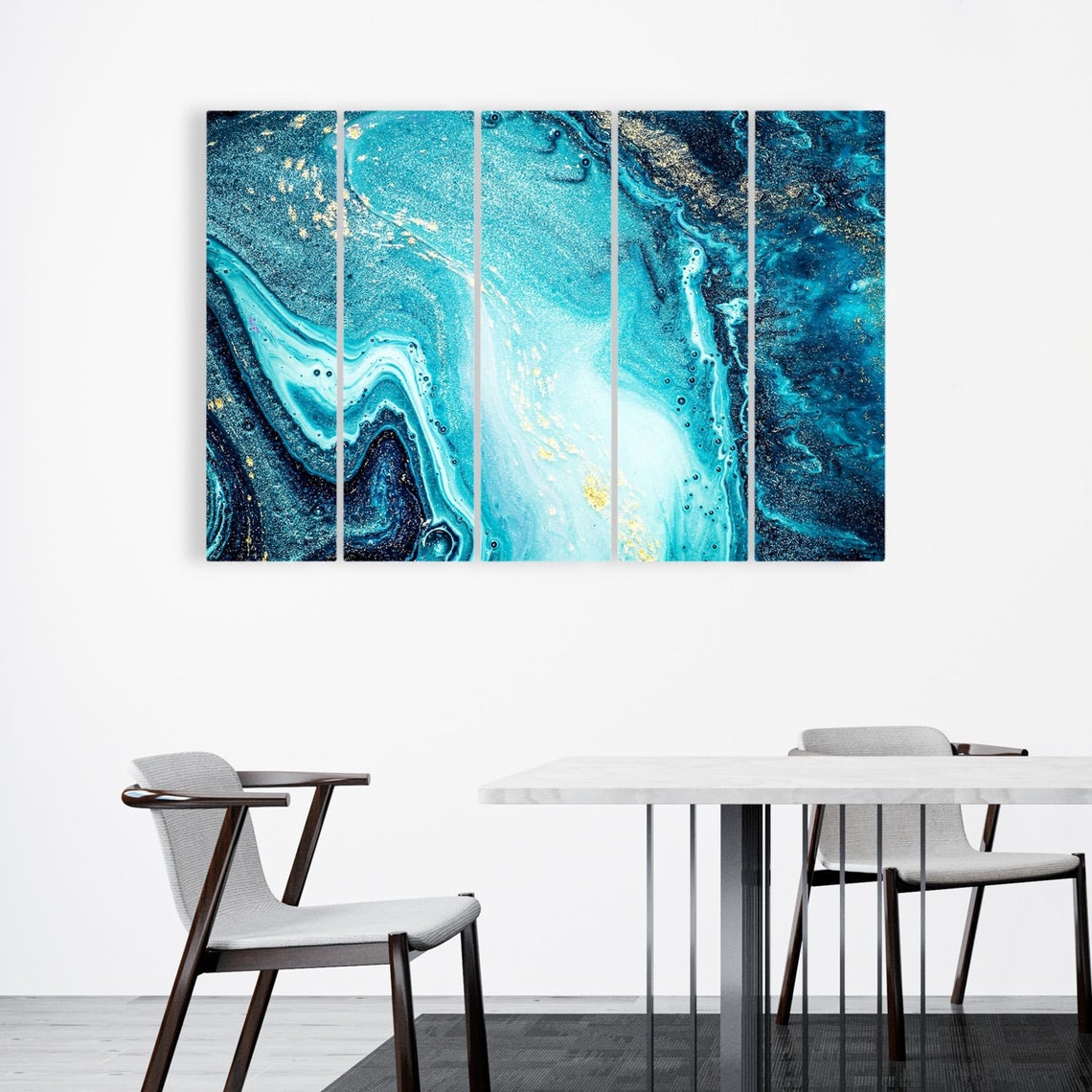 Turquoise Blue Marble Abstract Print Wall Art Canvas. Printed - Etsy