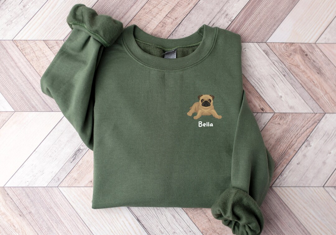 Personalized Pug Sweatshirt, Pug Dog Hoodie, Pug Mom Present, Custom ...