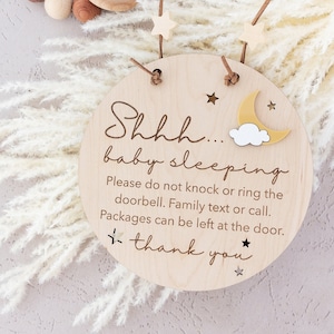 Shhh, Baby Sleeping Sign | Moon and Stars | Do Not Disturb Sign | Baby Sign | Door Sign ...