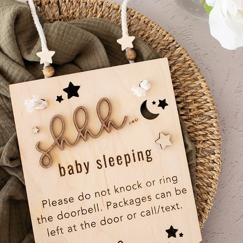 Shhh Baby Sleeping Door Sign Baby Sign Privacy Sign - Etsy