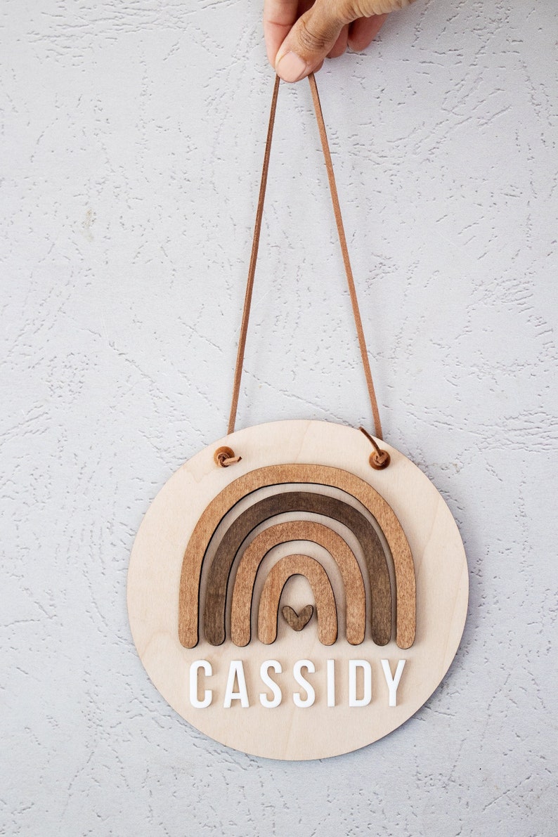Rainbow Wall Hanging | Mini Wood Sign | 3D Wood Sign | Round Wooden ...