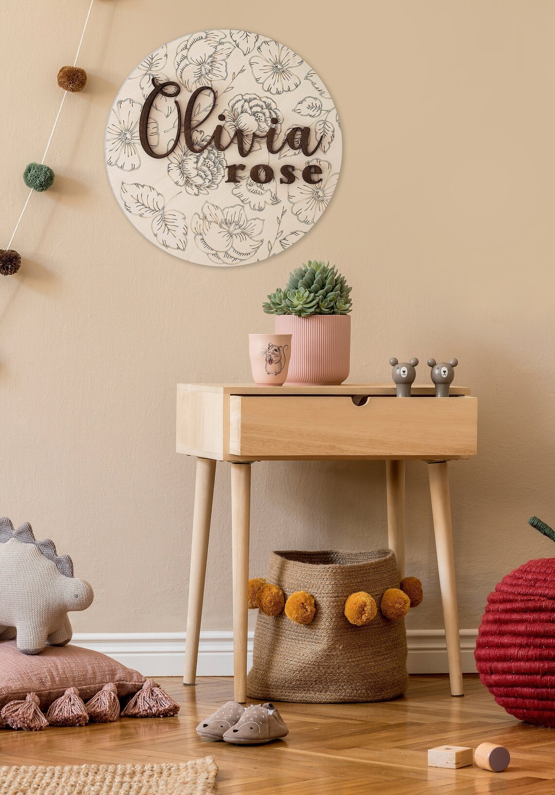 Floral Wood Sign Baby Sign Newborn Custom Sign Engraved - Etsy