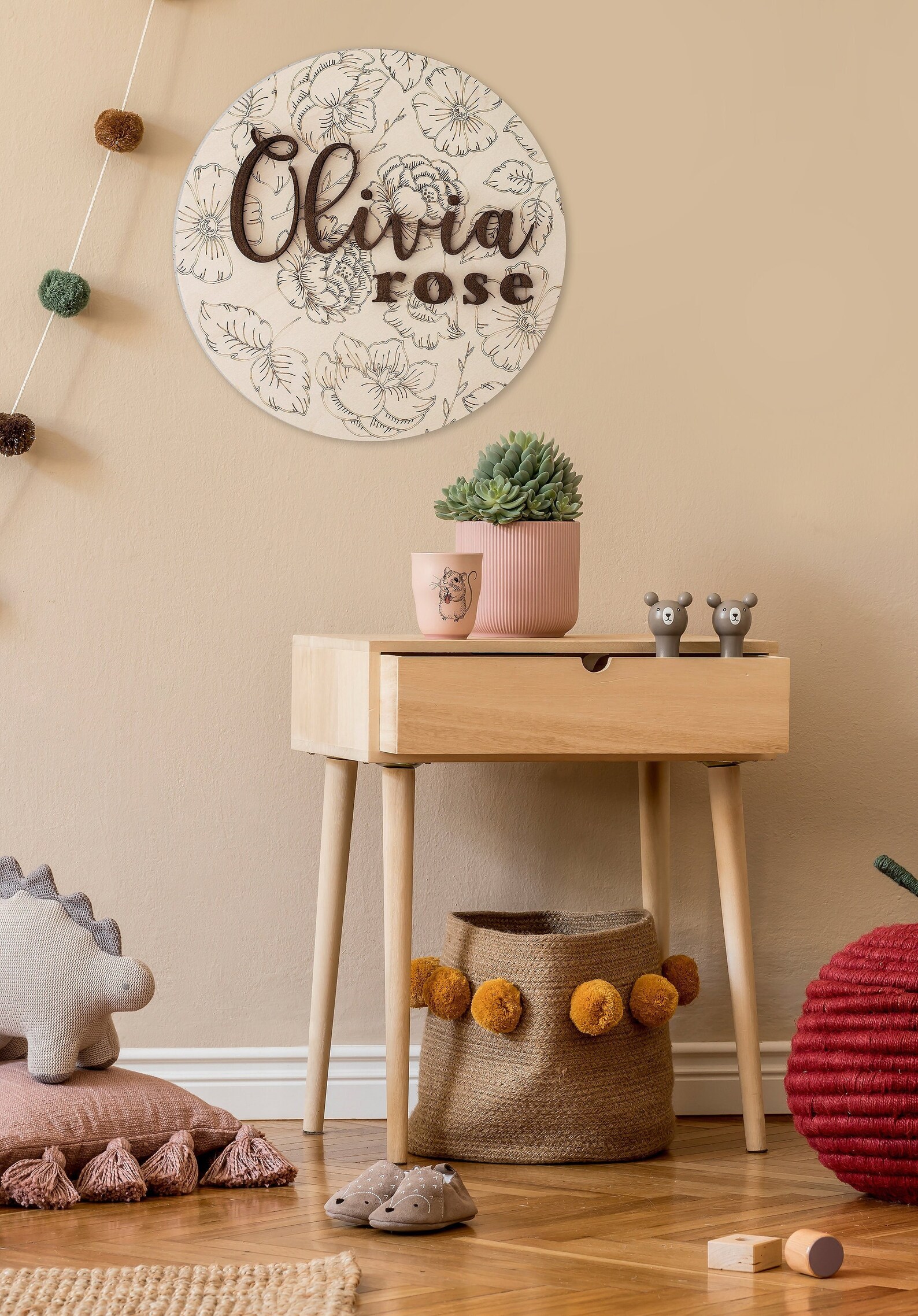 Floral Wood Sign | Baby Sign| Newborn | Custom Sign | Engraved Baby ...