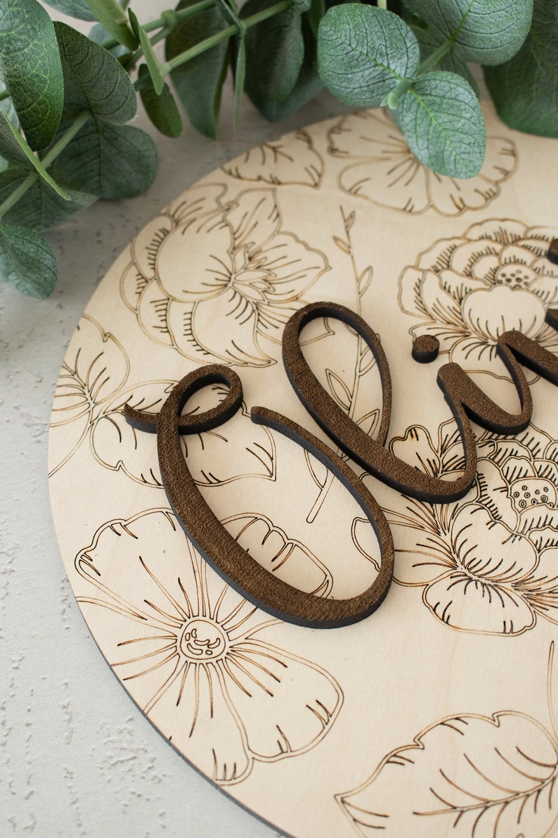 Floral Wood Sign Baby Sign Newborn Custom Sign Engraved - Etsy