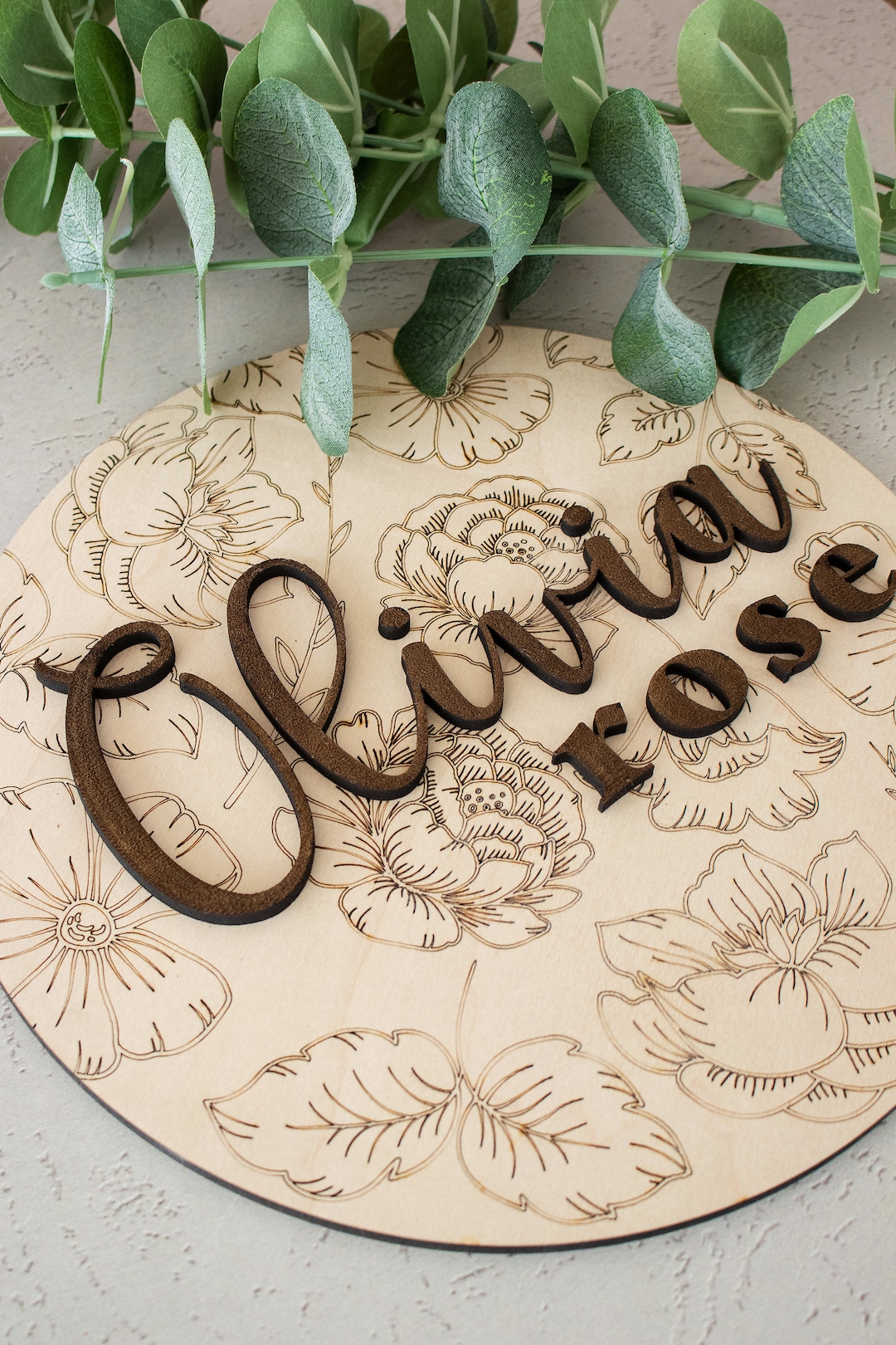 Floral Wood Sign | Baby Sign| Newborn | Custom Sign | Engraved Baby ...