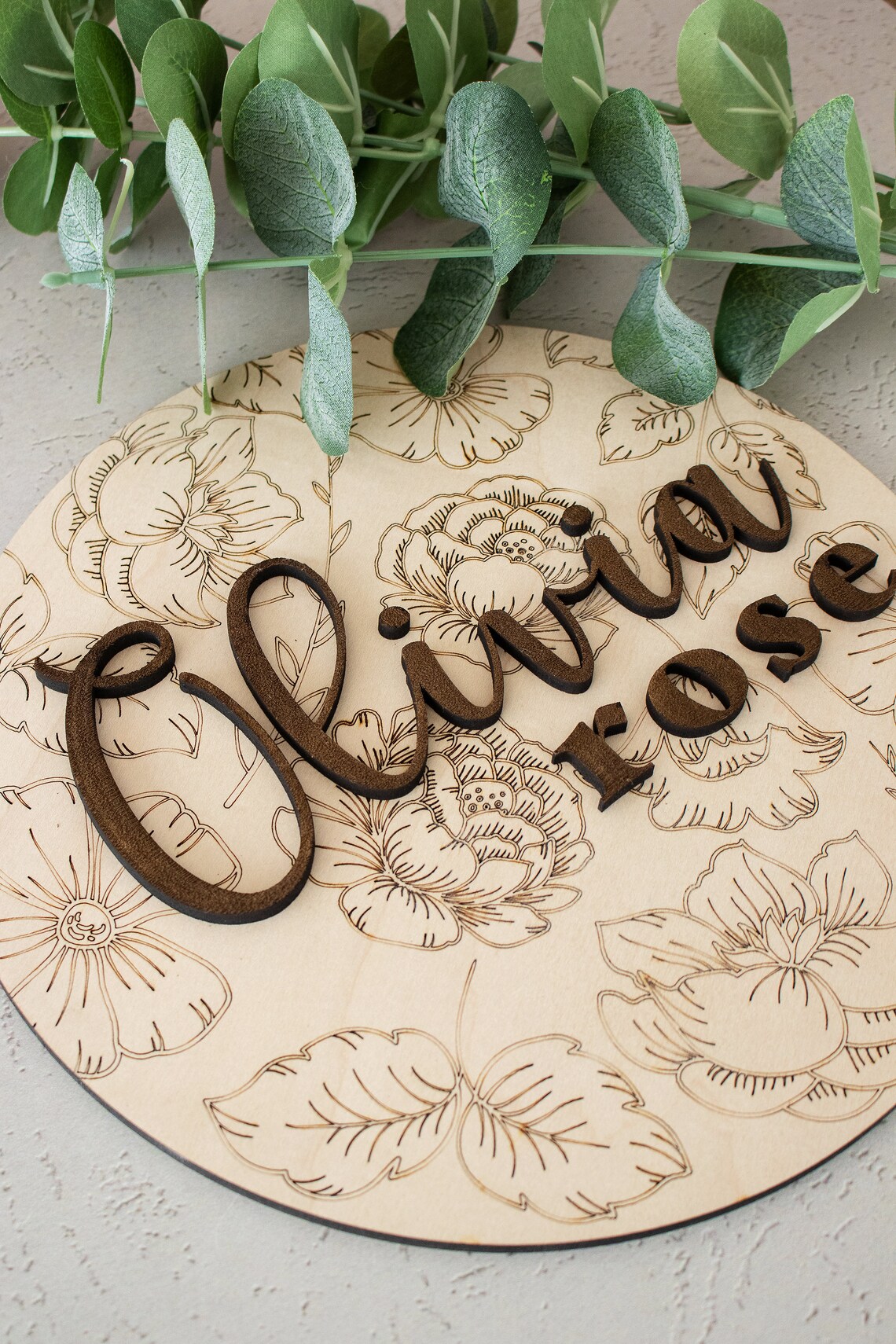Floral Wood Sign Baby Sign Newborn Custom Sign Engraved - Etsy