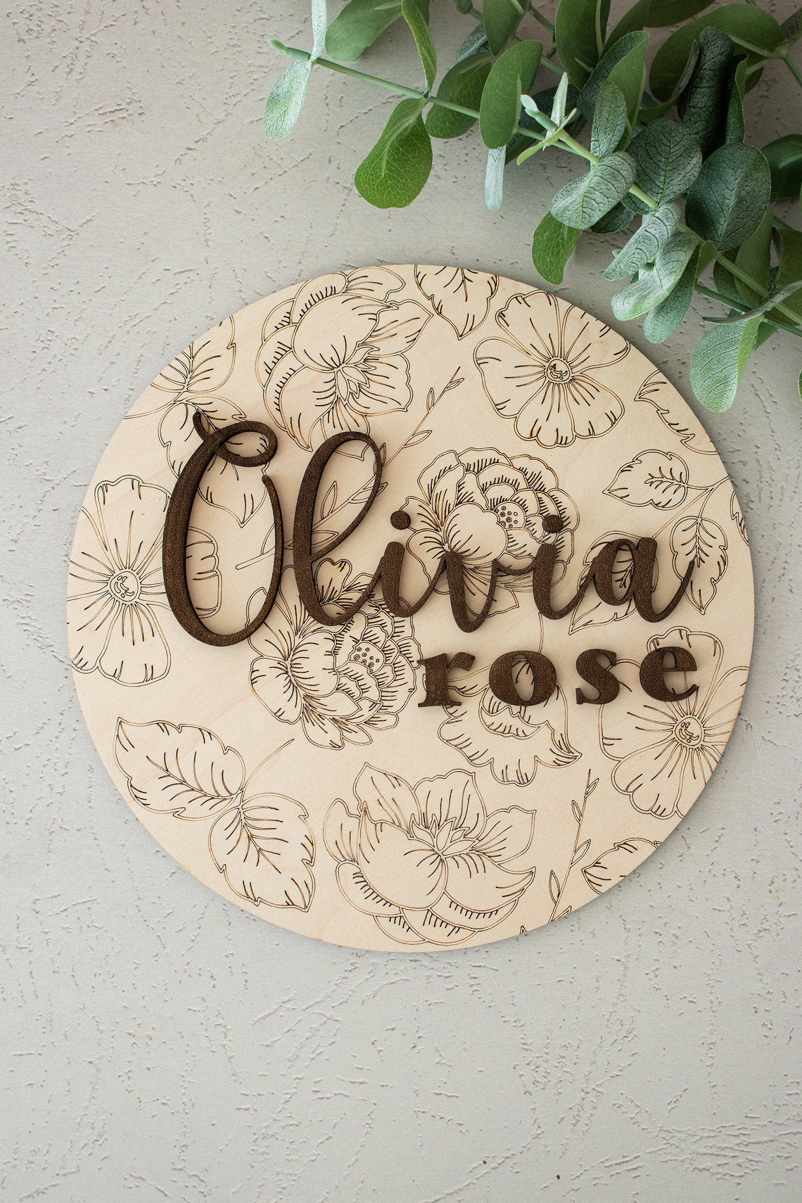 Floral Wood Sign Baby Sign Newborn Custom Sign Engraved - Etsy
