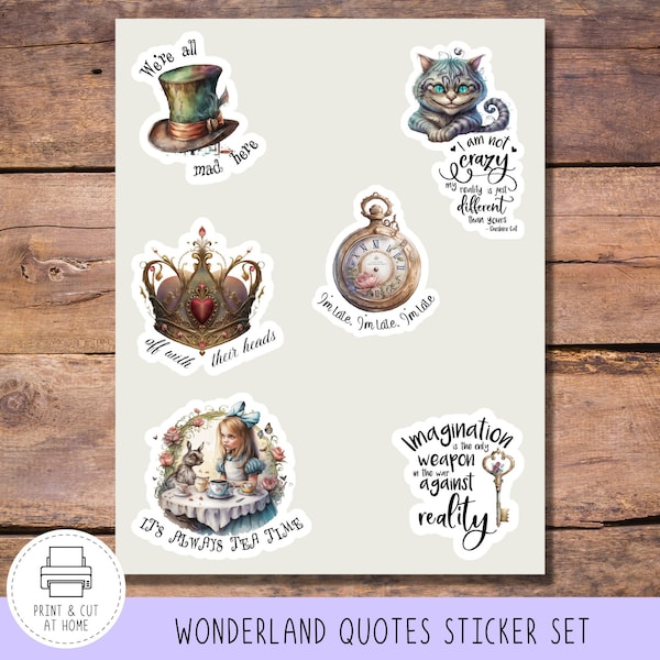 Printable Alice in Wonderland Stickers - Etsy