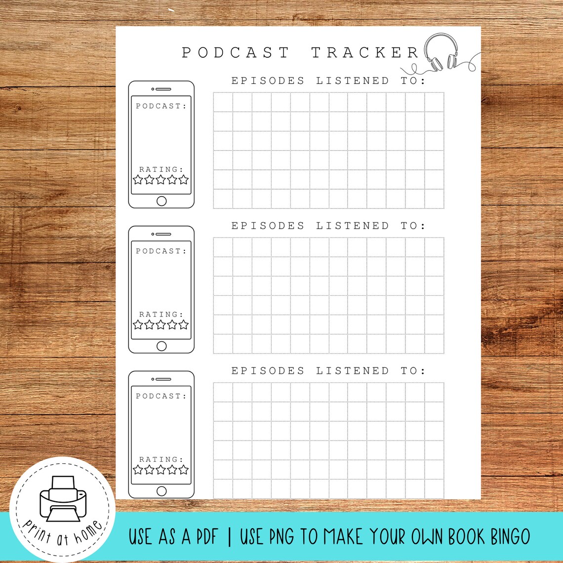 Podcast Tracker Printable Tracker Bullet Journal Bujo - Etsy