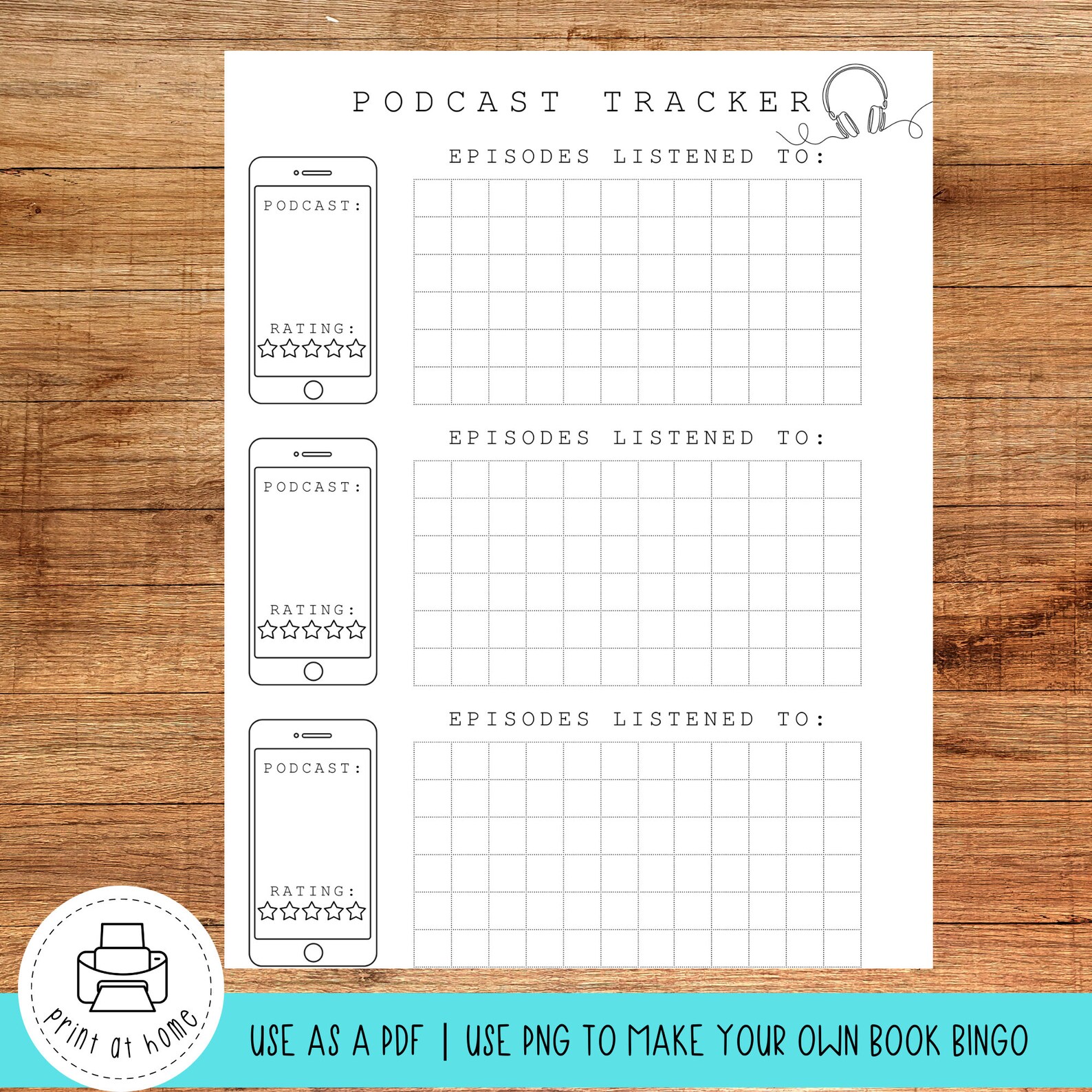 Podcast Tracker Printable Tracker Bullet Journal Bujo - Etsy