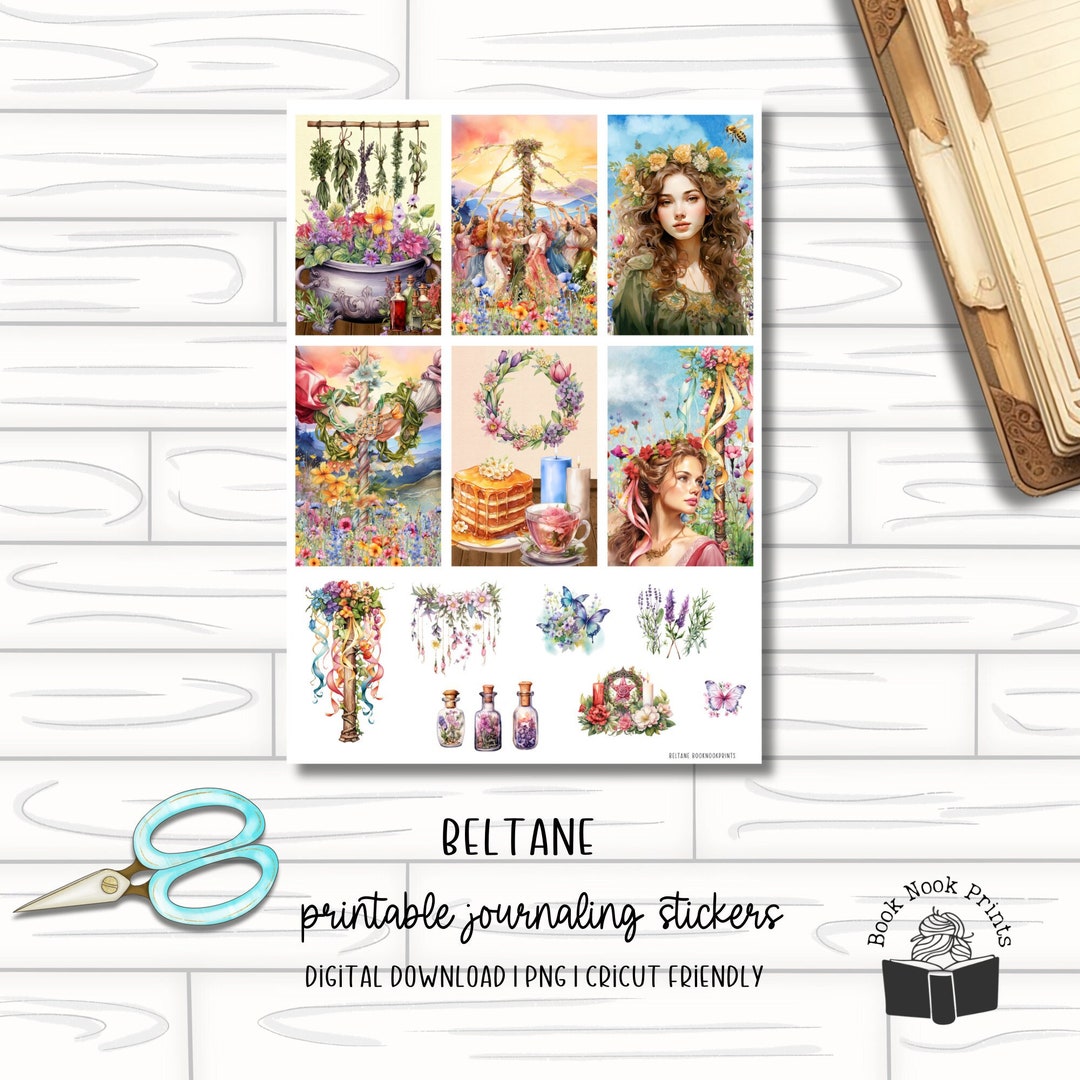 Beltane Printable Planner Stickers PNG Cricut Cut File Pagan Wiccan ...