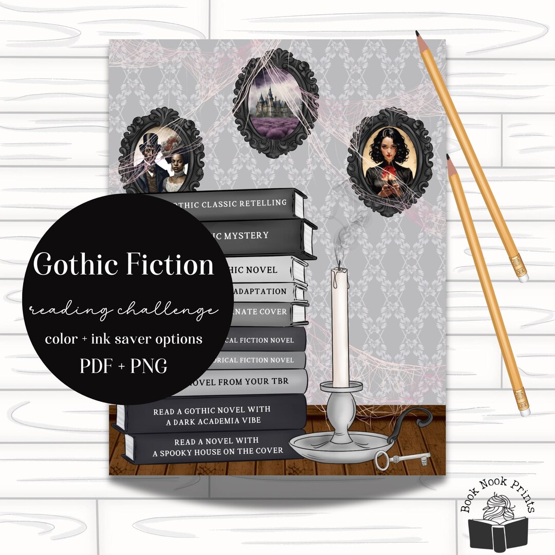 Gothic, Printable Reading Challenge, Reading Journal, PDF, PNG, Autumn ...