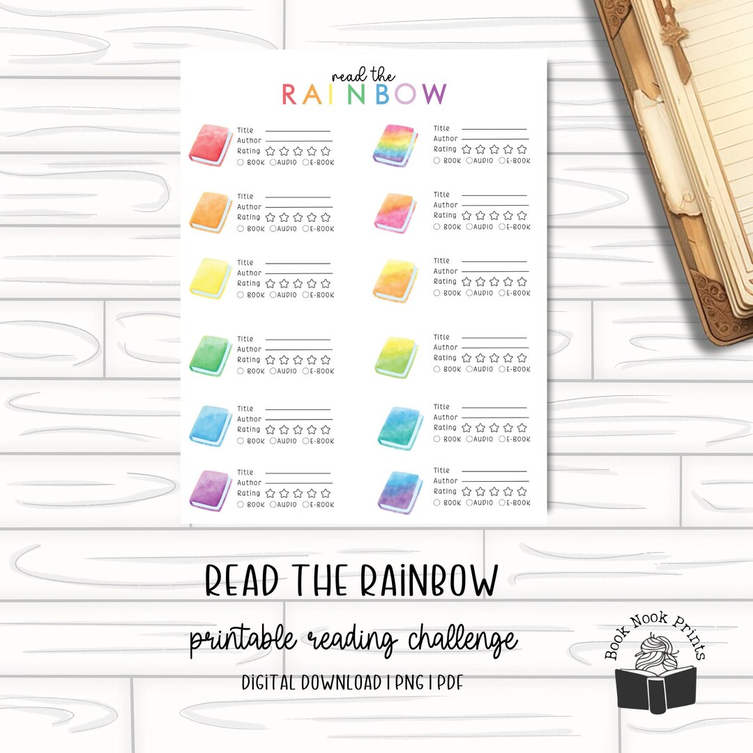 Read the Rainbow, Printable Reading Challenge, Reading Journal, PDF ...