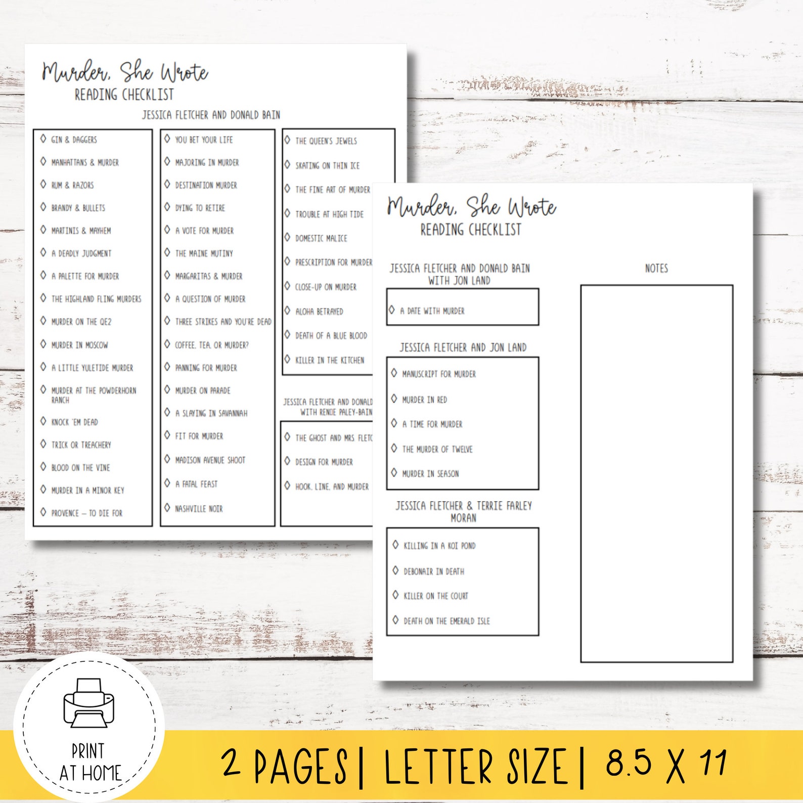 Murder She Wrote Reading Checklist Printable Reading List - Etsy