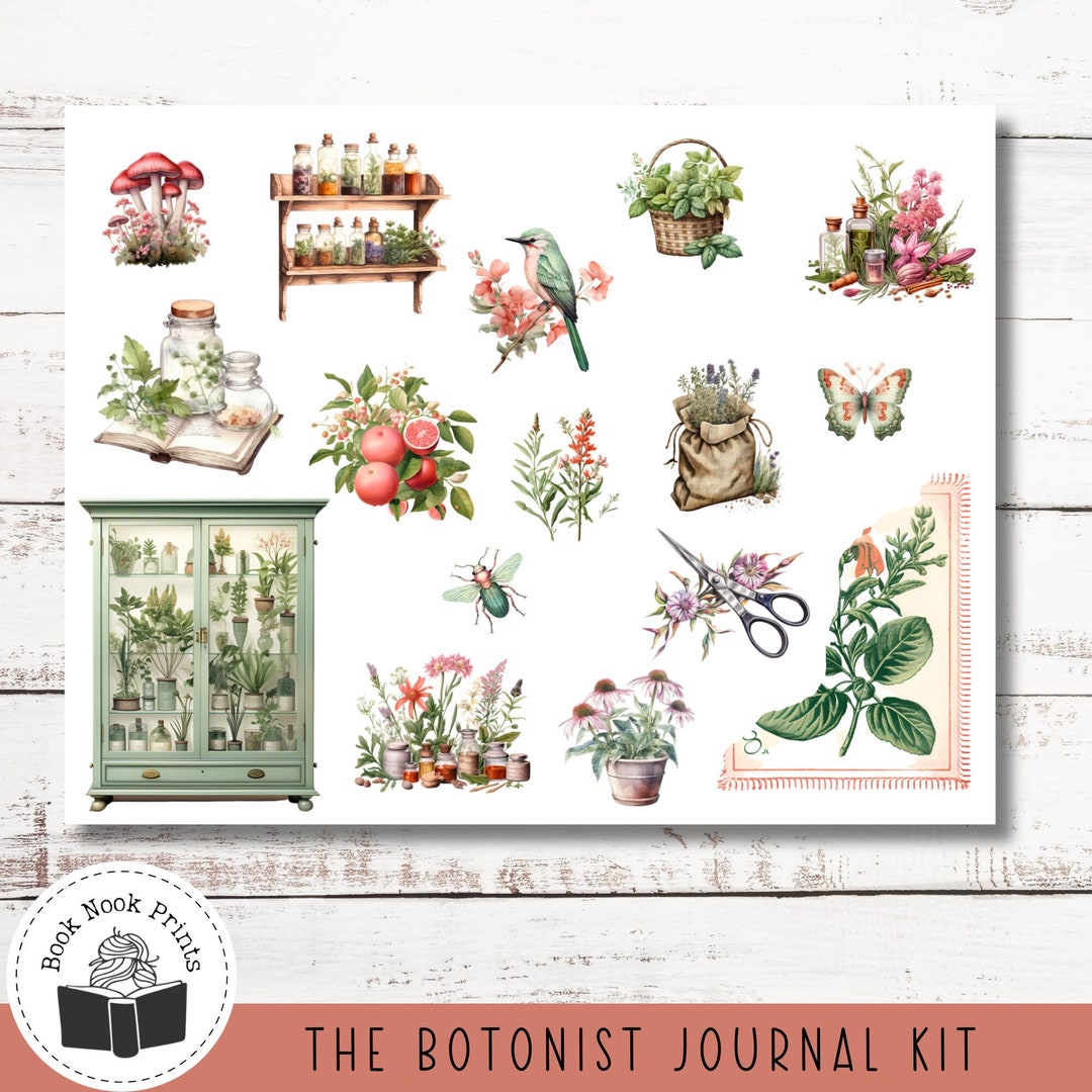 The Botanist Journal Kit Printable Stickers Planner - Etsy