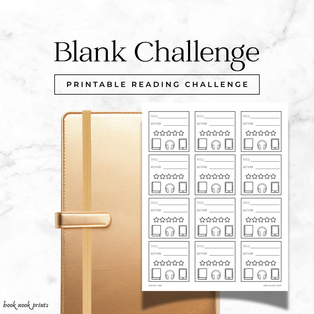 Blank Reading Challenge Reading Journal Book Tracker Digital Download ...