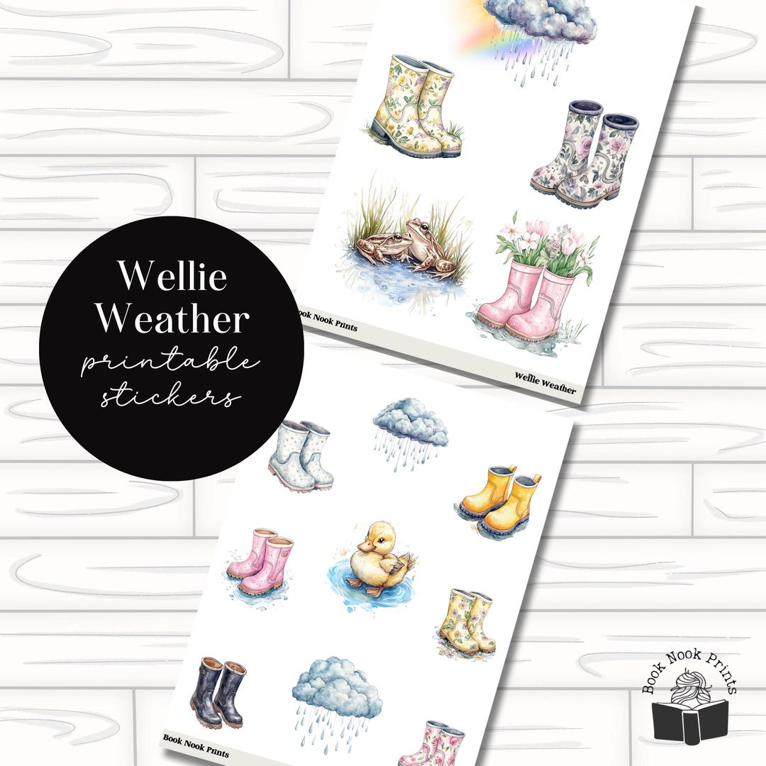 Wellies Spring Printable Stickers Planner Journal Digital Download ...