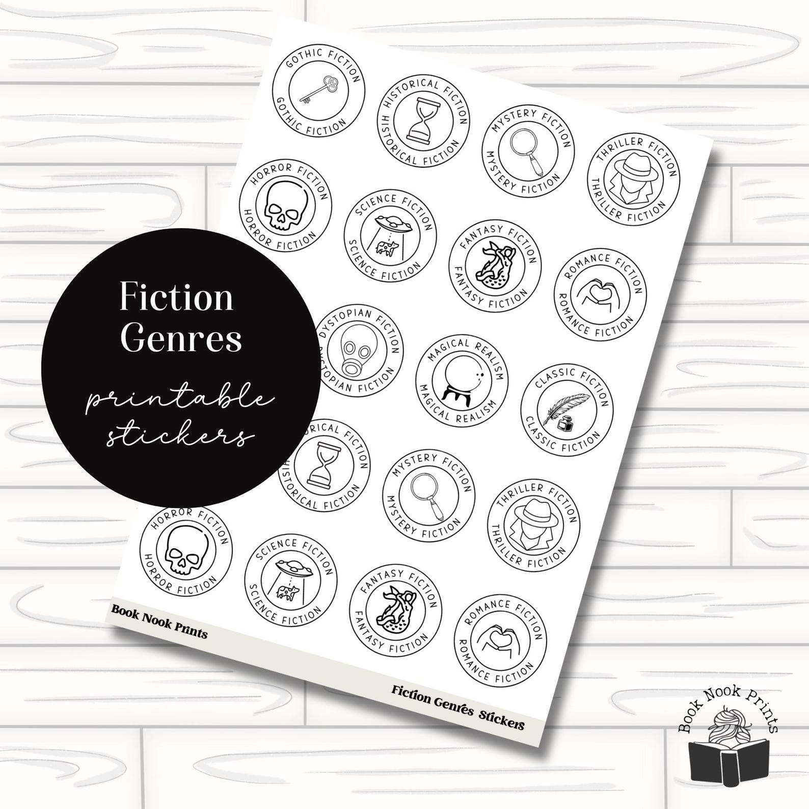 Fiction Genre Tracker Stickers, Printable Book Tracker, Reading Journal ...