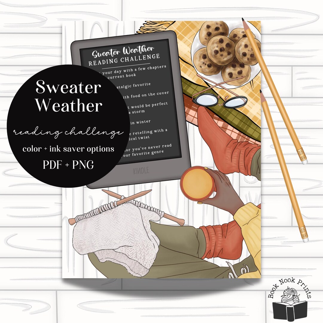 Sweater Weather, Printable Reading Challenge, Reading Journal, PDF, PNG ...