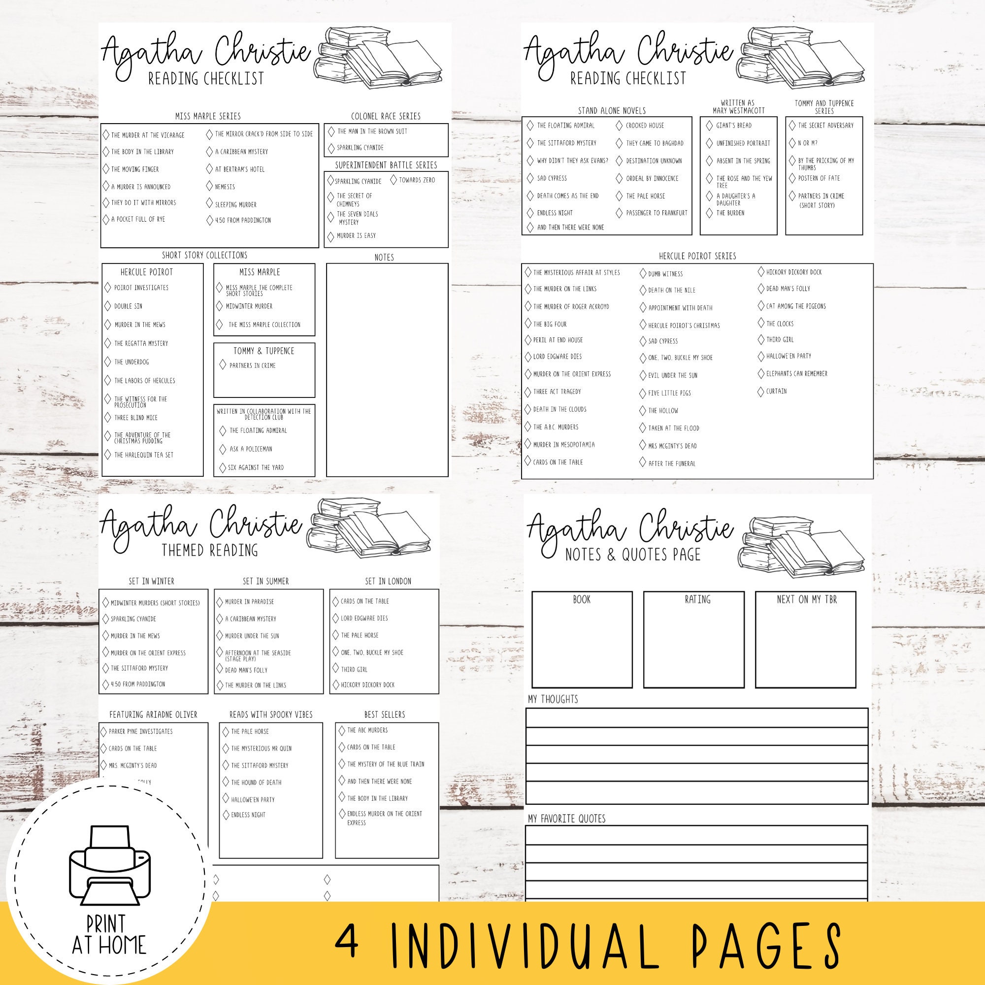 Agatha Christie Reading Checklist Printable Reading List - Etsy Australia