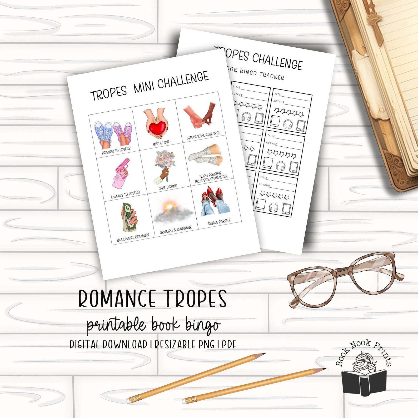 Romance Tropes Mini Book Bingo Printable Reading Challenge Reading ...
