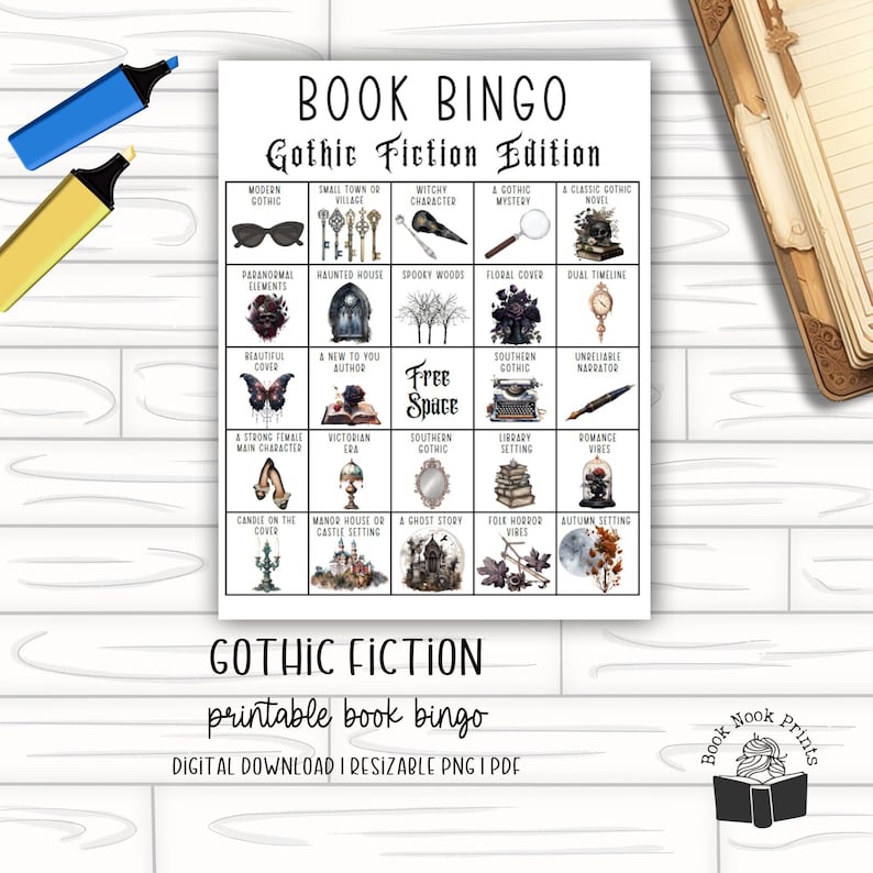 Gothic Fiction Book Bingo | Printable Reading Challenge | Reading ...