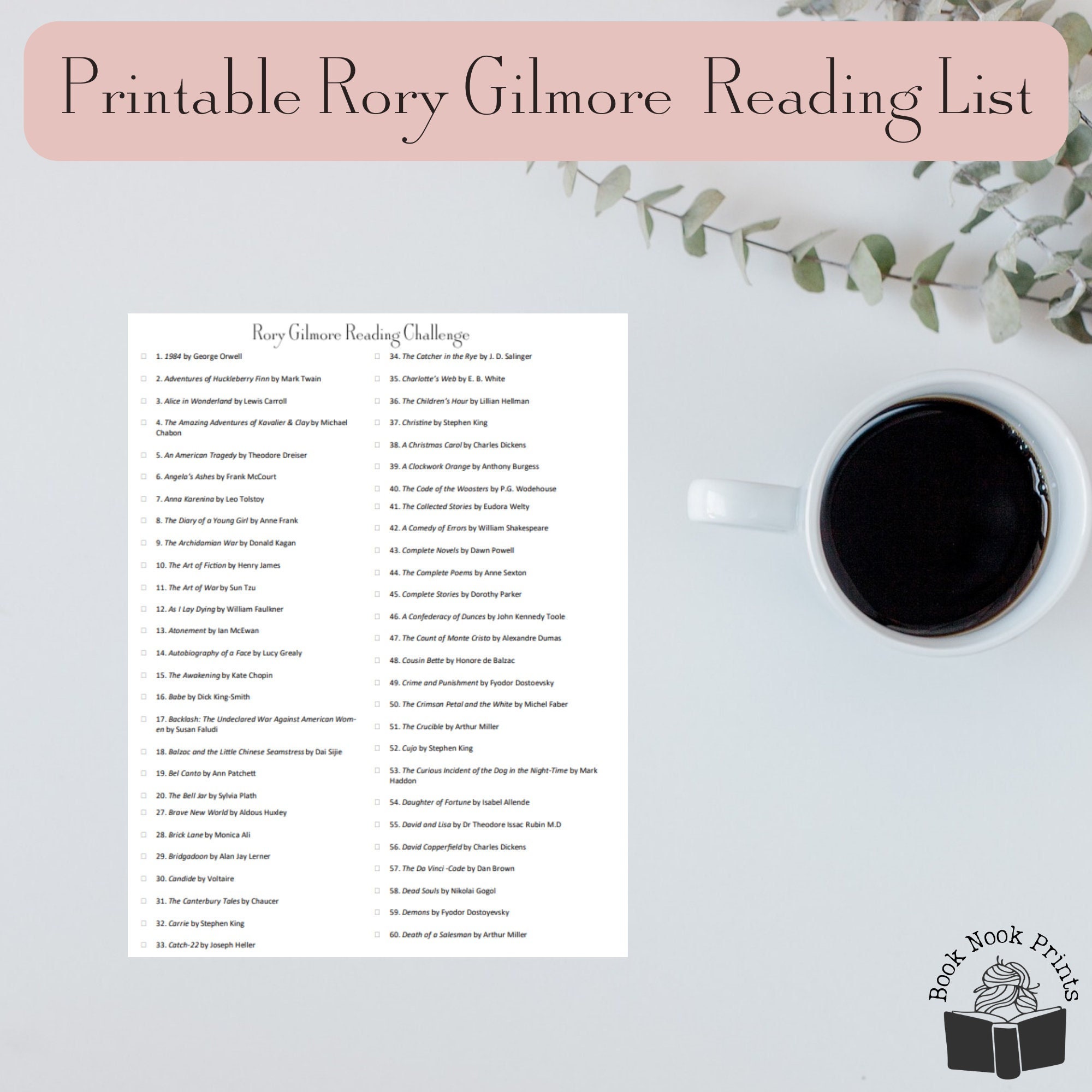 Printable Rory Gilmore Reading Challenge List PDF Book - Etsy Australia