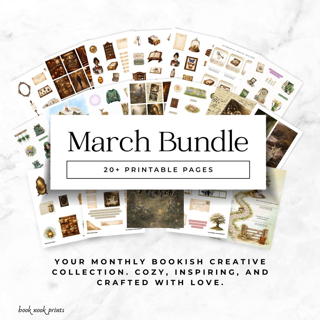 March Printable Bundle Cozy Reading Bookish Printables Journaling ...