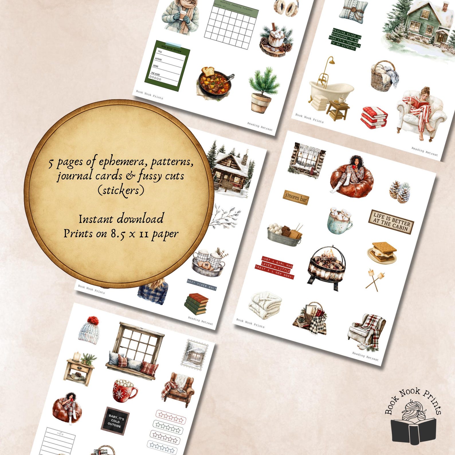 Winter Cabin Reading Retreat Junk Journal Kit (printable) - Etsy