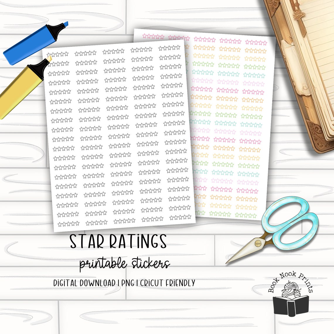 Star Rating Tracker Stickers | Printable Book Tracker | Reading Journal ...