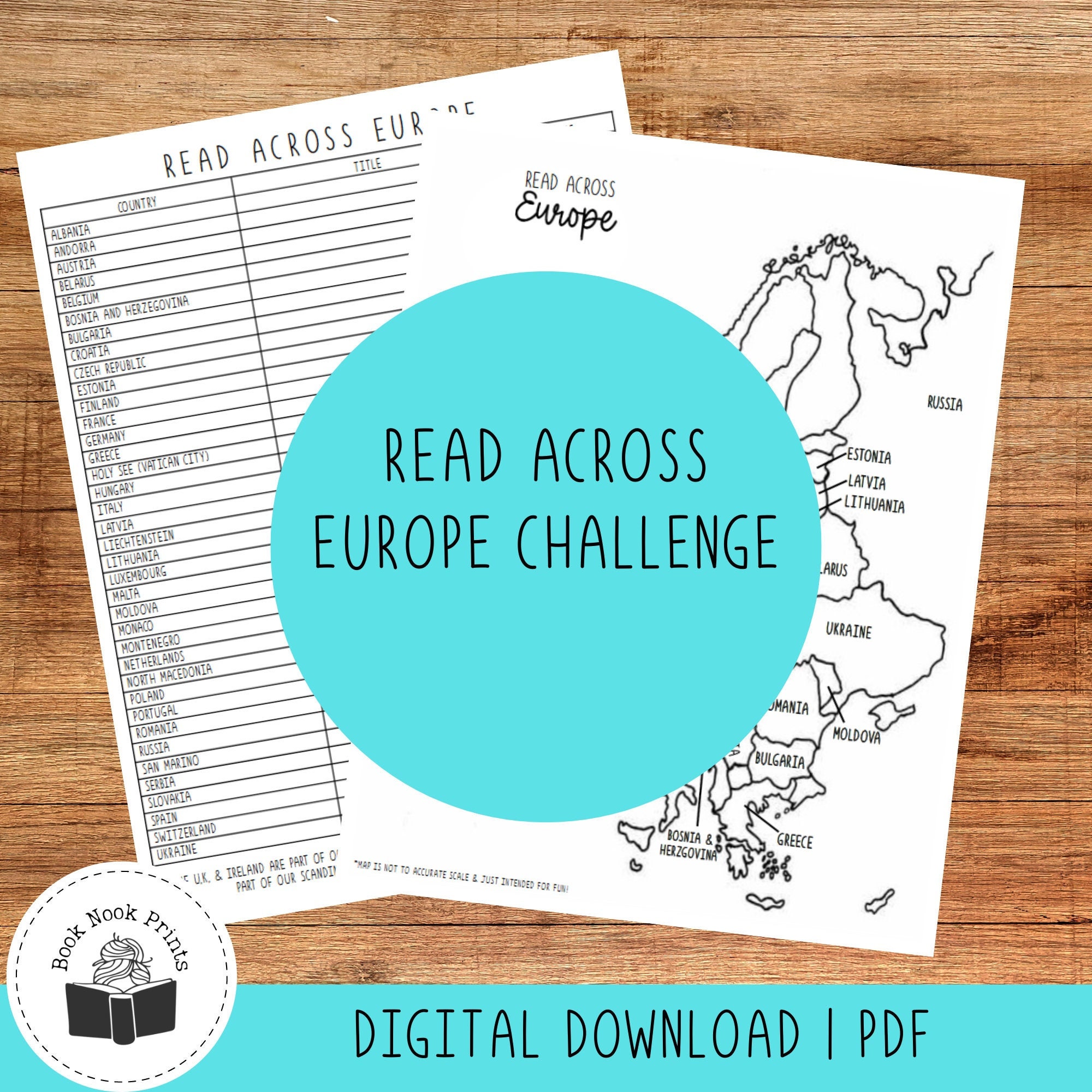 Read Across Europe Reading Challenge Printable PDF Book - Etsy