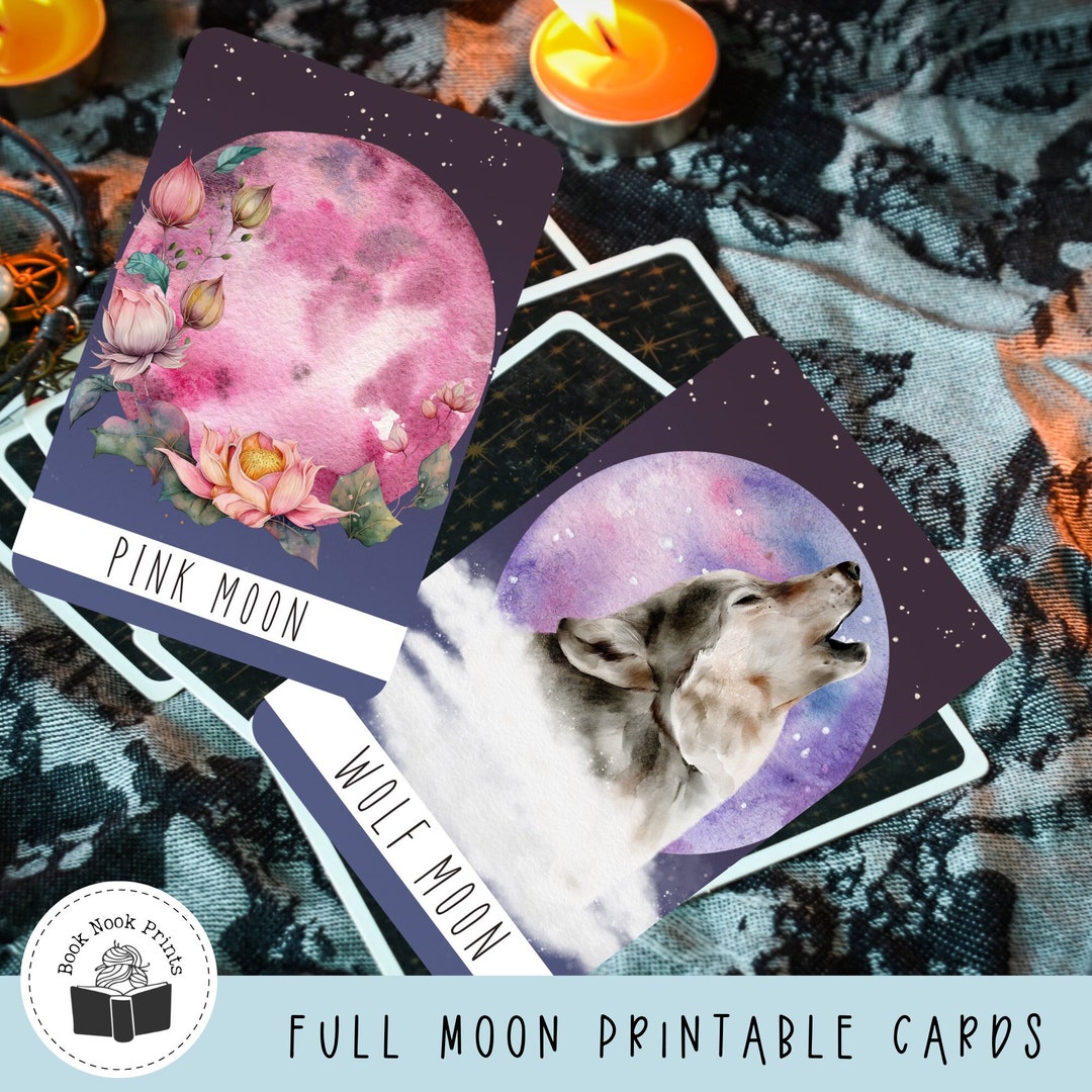 Full Moon Tarot Style Cards | PNG | Digital Download | Book Aesthetic ...