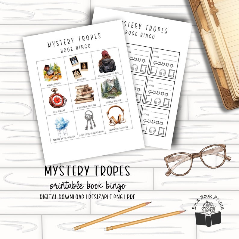 Mystery Tropes Mini Book Bingo Printable Reading Challenge Reading ...