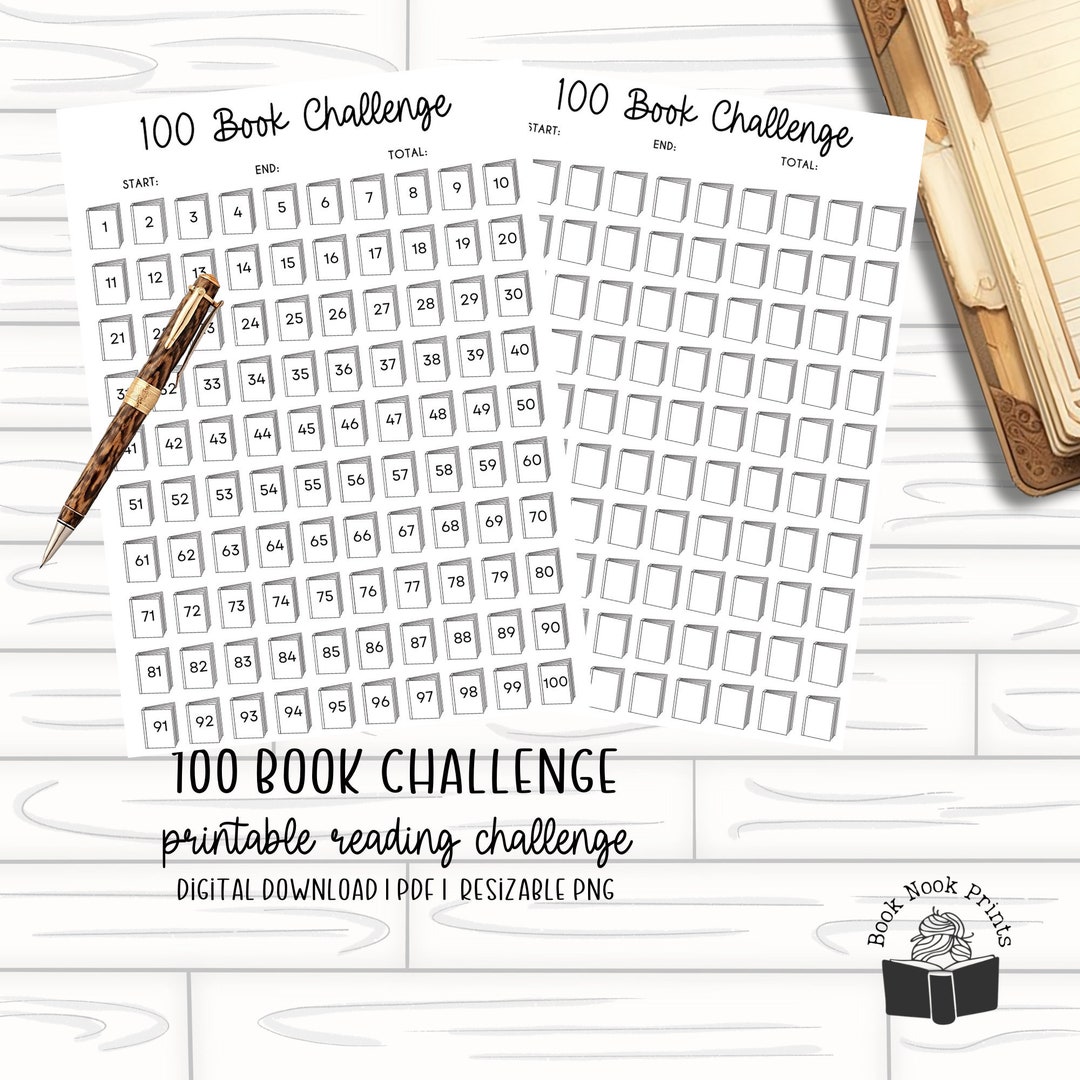 100 Book Challenge | Book Tracker | Reading Journal | PDF | Digital ...