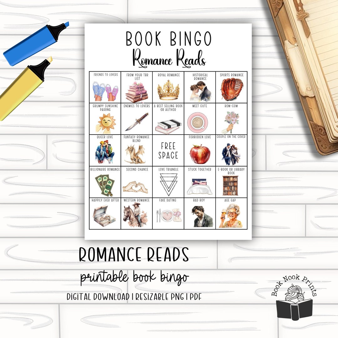 Romance Reads Book Bingo | Printable Reading Challenge | Reading ...