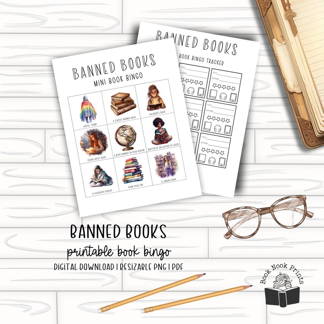 Banned Books Mini Book Bingo Printable Reading Challenge Reading ...