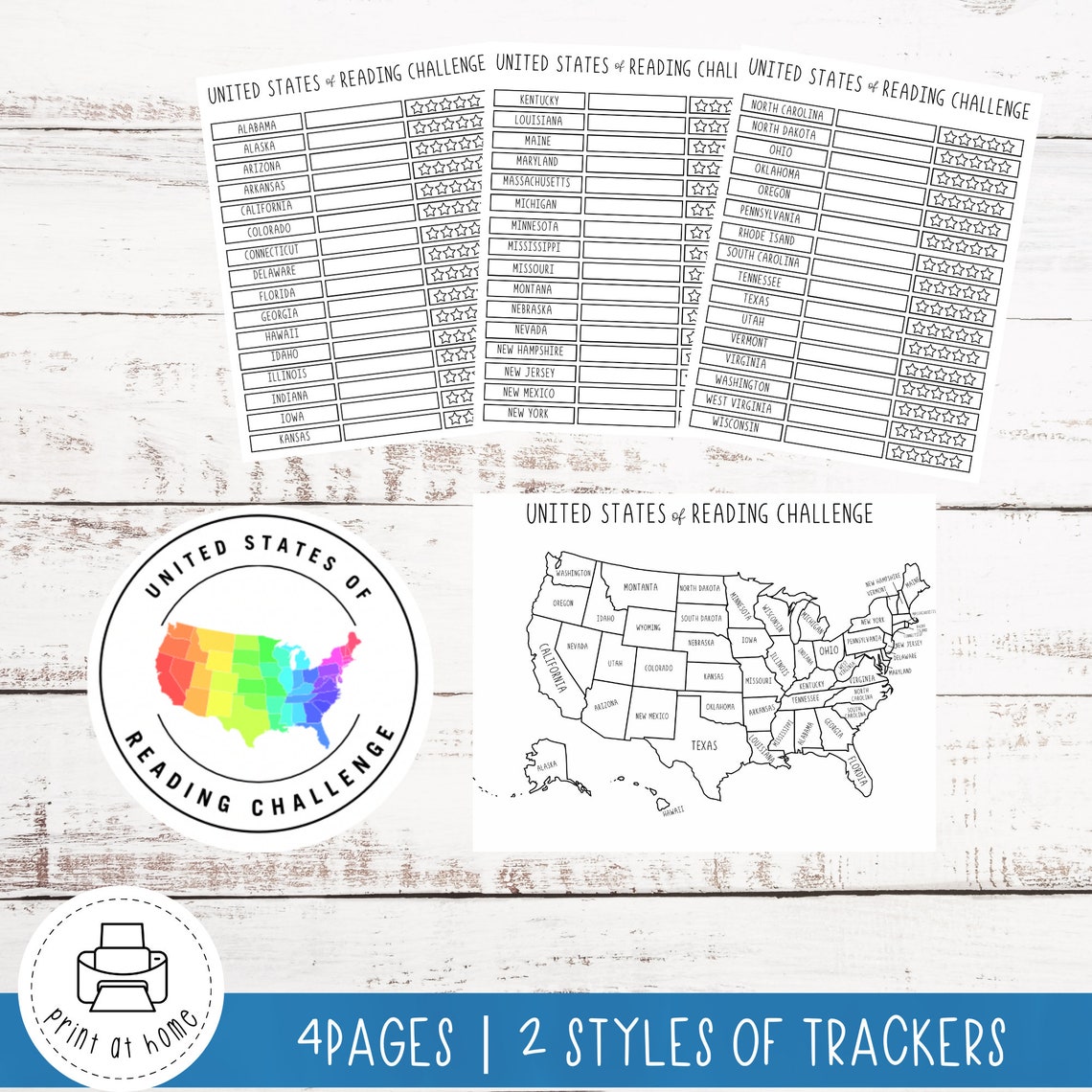 Read Across the USA Printable Reading Challenge PDF - Etsy