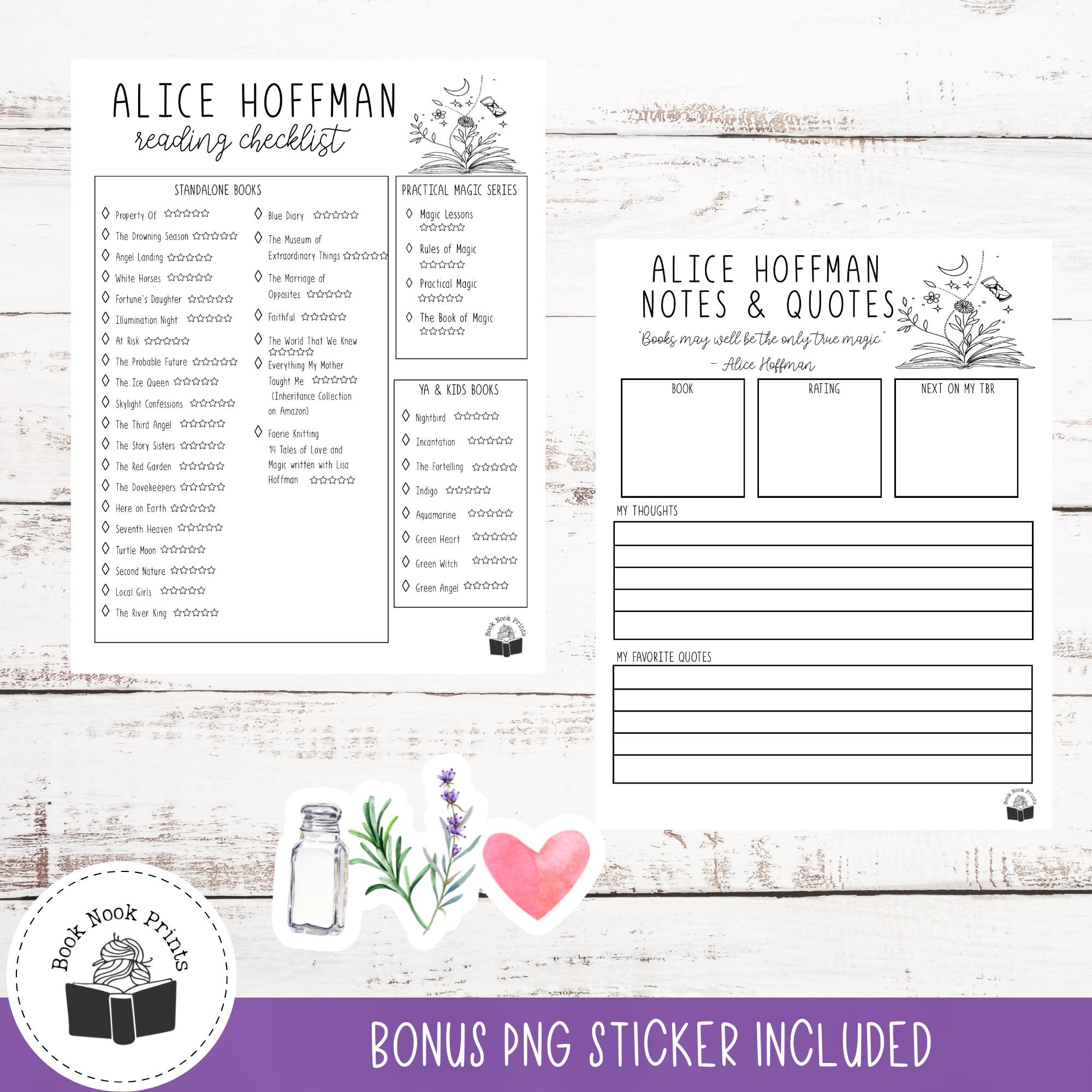 Alice Hoffman Reading Checklist Printable Reading List - Etsy