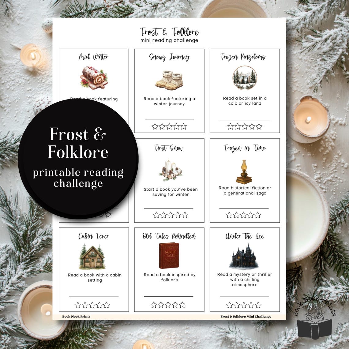 Frost Folklore Challenge Printable Book Tracker Winter Reading Fables ...